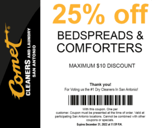 Coupons - Comet Cleaners and Laundry San Antonio