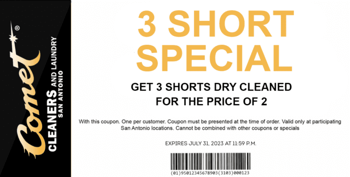 Coupons - Comet Cleaners and Laundry San Antonio