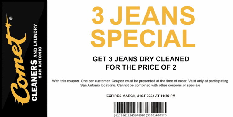 Coupons - Comet Cleaners and Laundry San Antonio