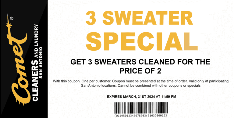 Coupons - Comet Cleaners and Laundry San Antonio
