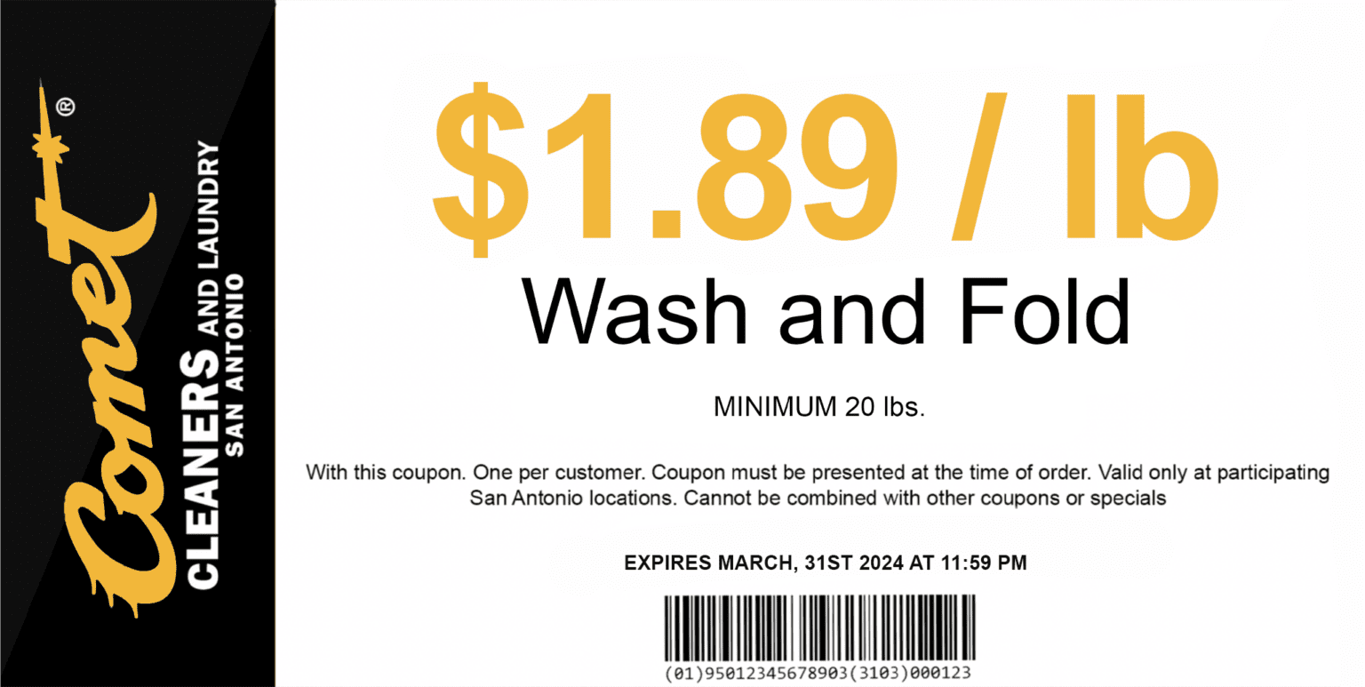 Coupons - Comet Cleaners and Laundry San Antonio