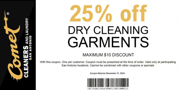 Coupons - Comet Cleaners and Laundry San Antonio