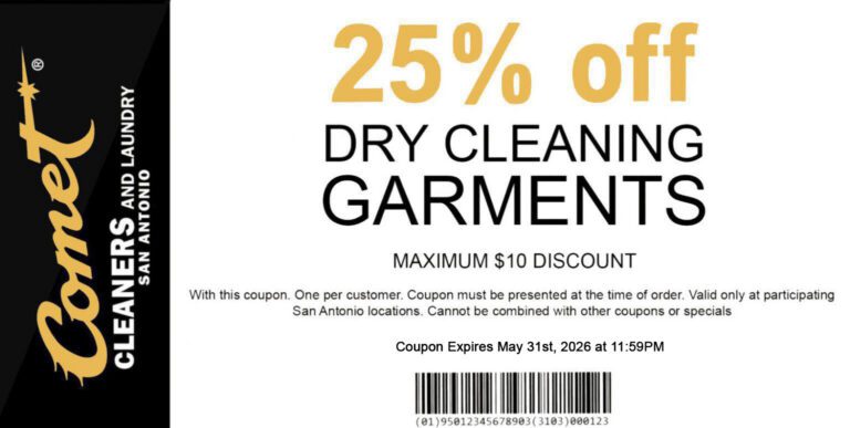 Coupons - Comet Cleaners and Laundry San Antonio