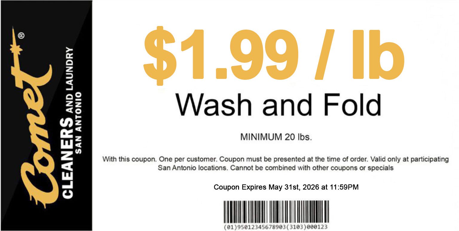 Coupons - Comet Cleaners and Laundry San Antonio